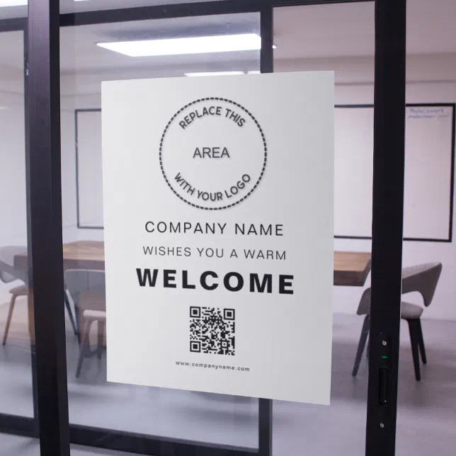 Welcome to Company Your Logo QR Code White Poster | Zazzle