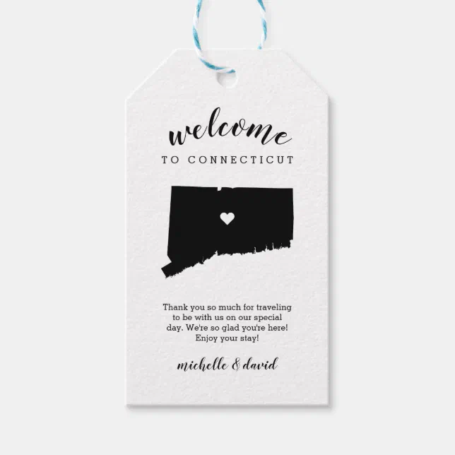Welcome to Connecticut | Calligraphy Wedding Gift Tags | Zazzle
