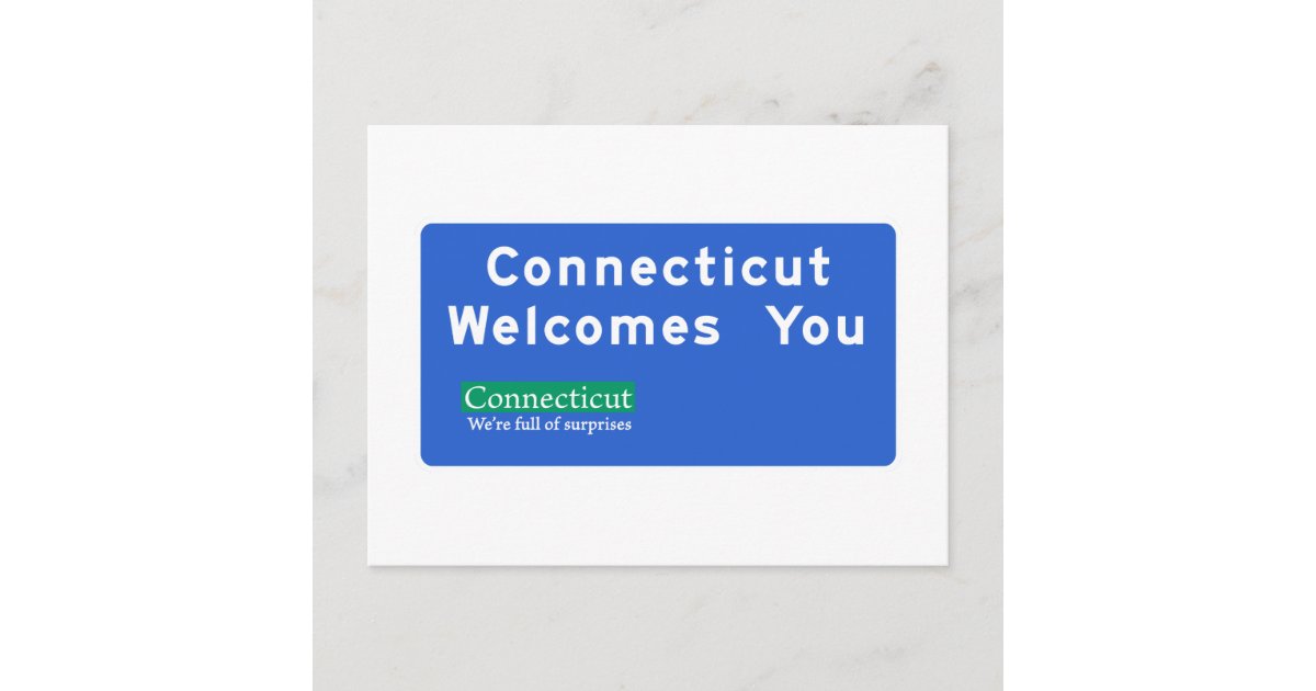 Welcome to Connecticut - USA Road Sign Postcard | Zazzle