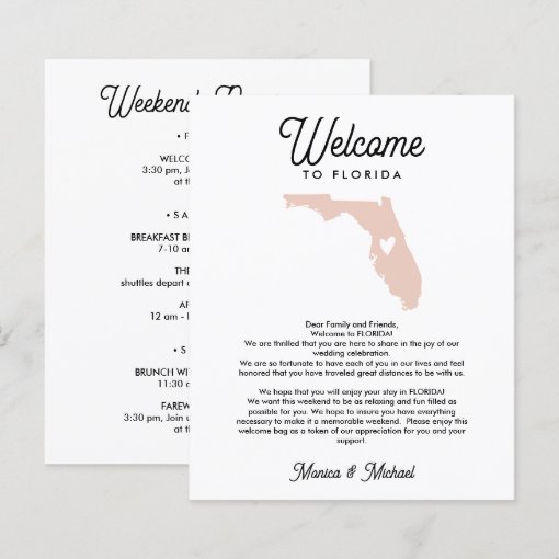 Welcome TO FLORIDA Letter & Itinerary ANY COLOR | Zazzle