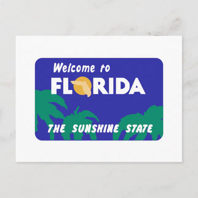 Welcome to Florida - USA Road Sign Postcard | Zazzle