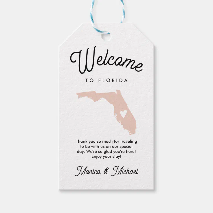 Welcome to FLORIDA Wedding ANY COLOR!! Gift Tags | Zazzle