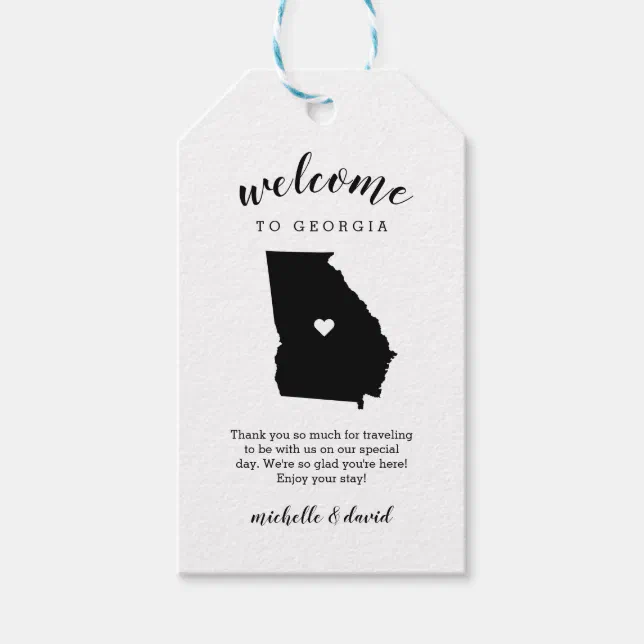 Welcome to Georgia | Calligraphy Wedding Gift Tags | Zazzle