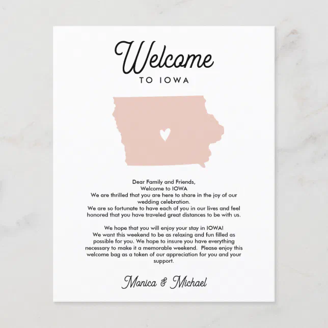 Welcome TO IOWA Letter & Itinerary ANY COLOR | Zazzle