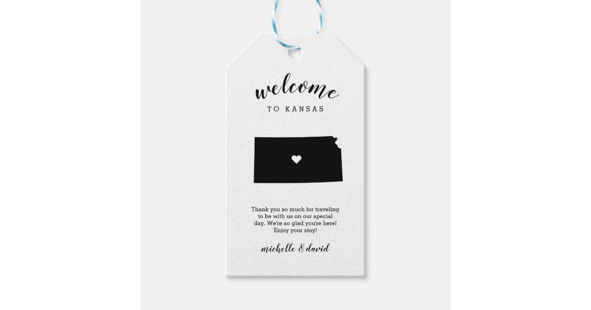 Welcome to Kansas | Calligraphy Wedding Gift Tags | Zazzle