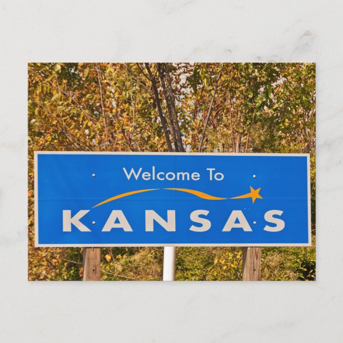 Welcome to Kansas Sign - State Signs Postcard | Zazzle.com