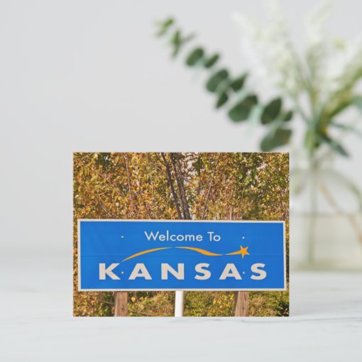 Welcome to Kansas Sign - State Signs Postcard | Zazzle