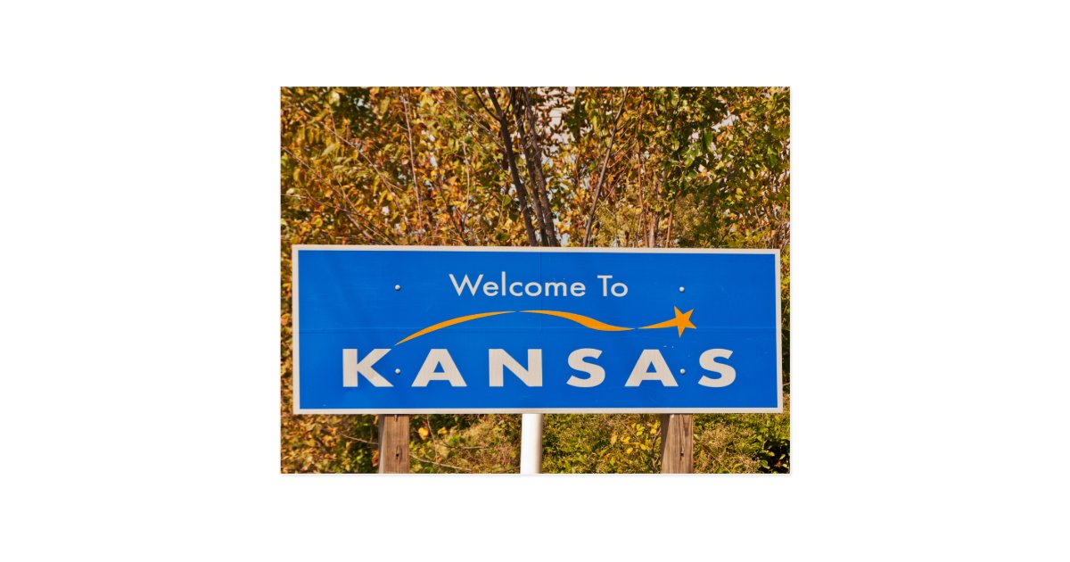 Welcome to Kansas Sign - State Signs Postcard | Zazzle.com