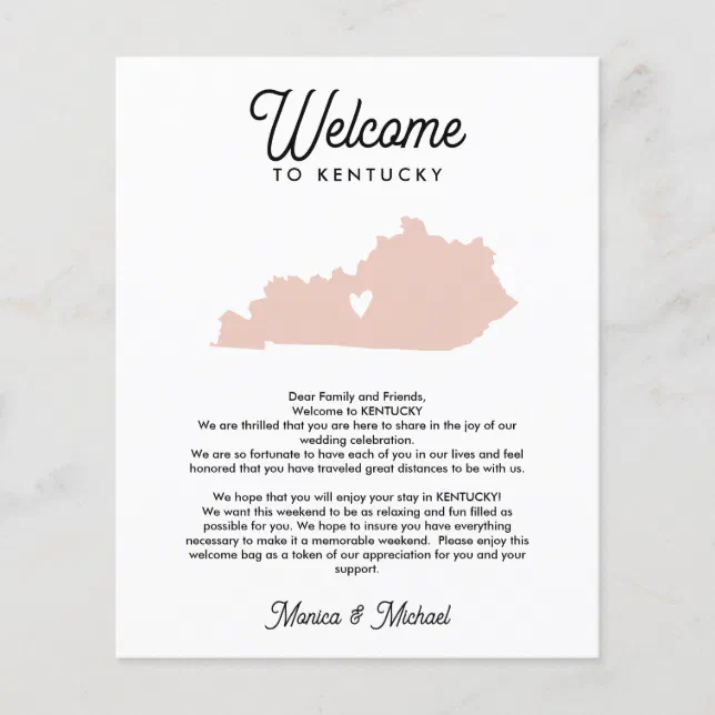 Welcome TO KENTUCKY Letter & Itinerary ANY COLOR | Zazzle
