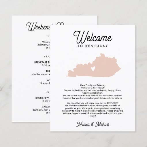 Welcome TO KENTUCKY Letter & Itinerary ANY COLOR | Zazzle
