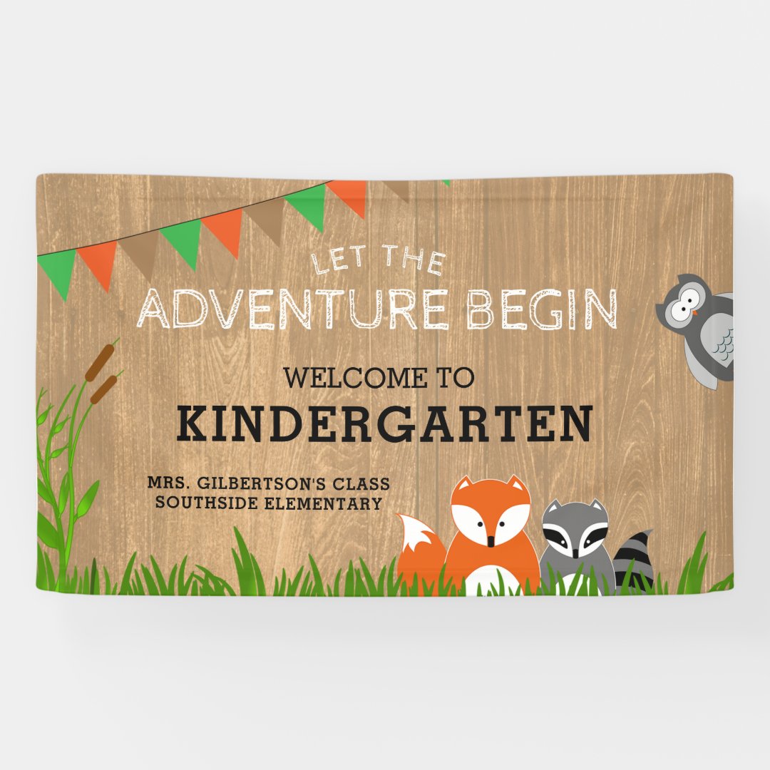 Welcome To Kindergarten Animal Adventure Banner | Zazzle