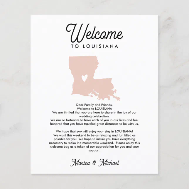 Welcome TO LOUISIANA Letter & Itinerary ANY COLOR | Zazzle