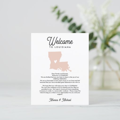 Welcome TO LOUISIANA Letter & Itinerary ANY COLOR | Zazzle