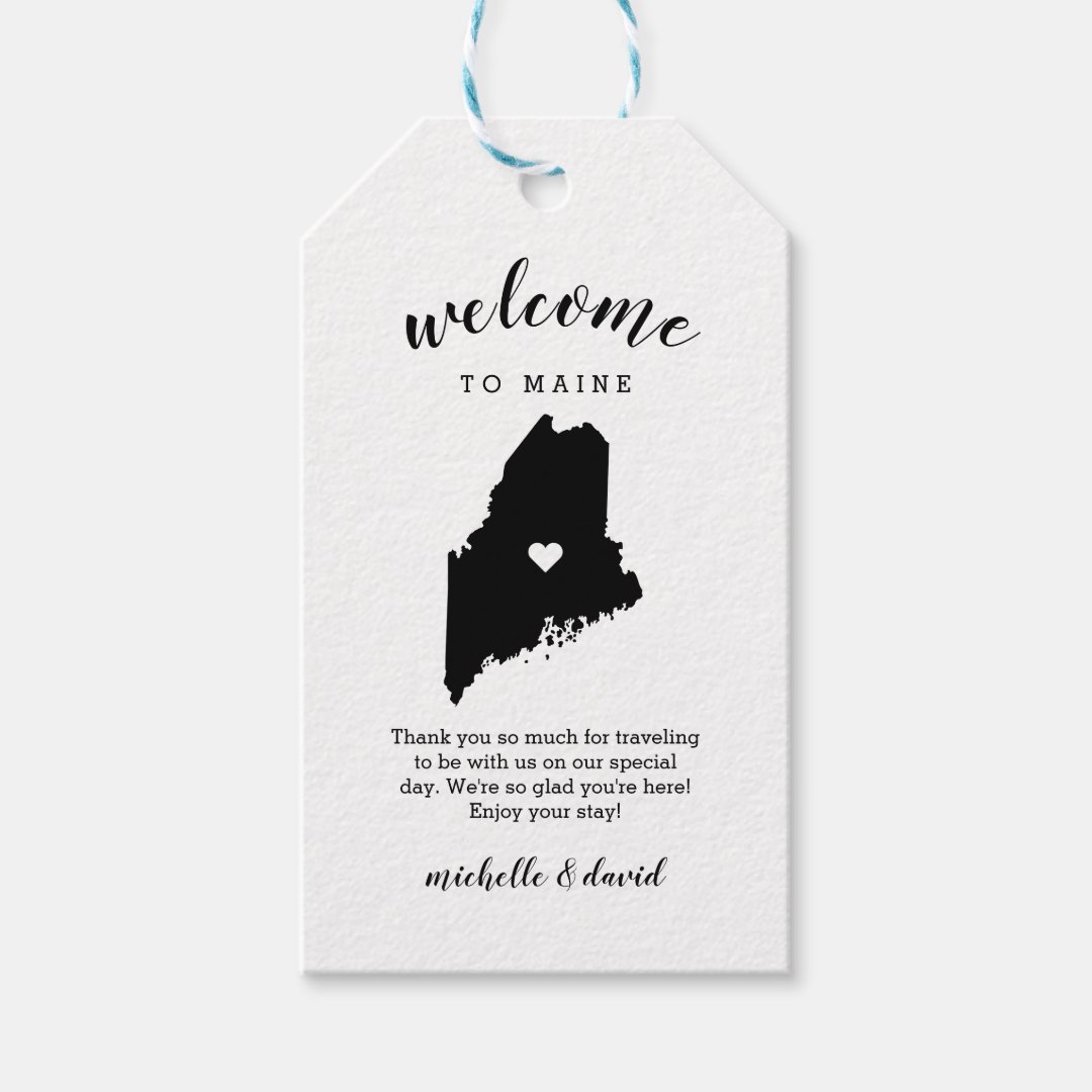 Welcome to Maine | Calligraphy Wedding Gift Tags | Zazzle