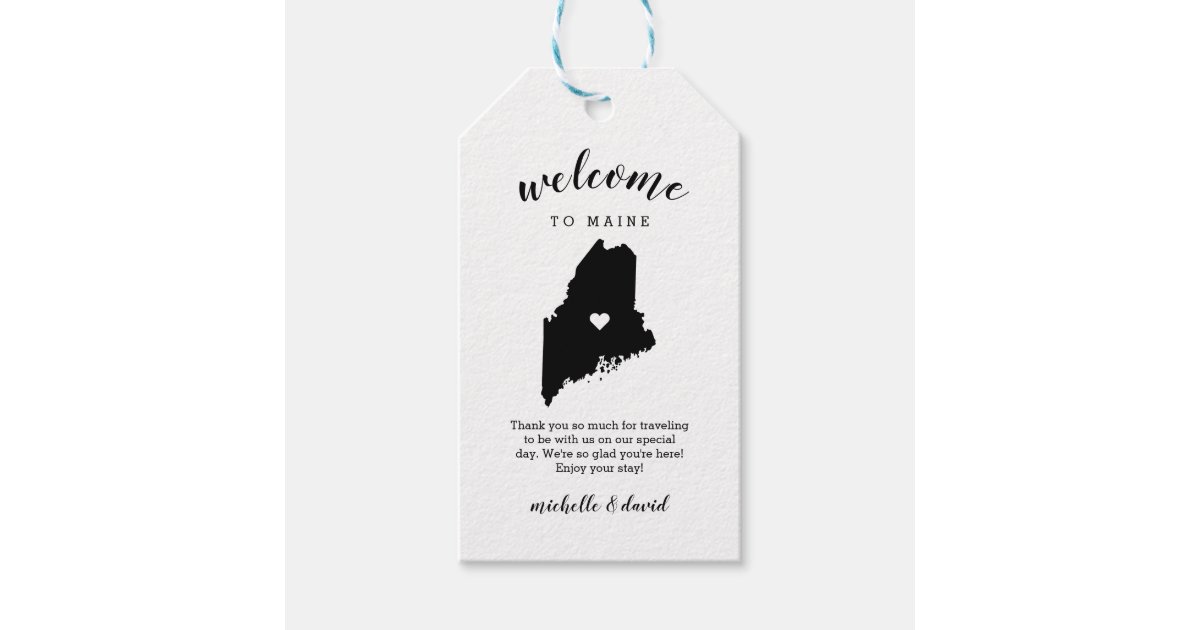 Welcome to Maine | Calligraphy Wedding Gift Tags | Zazzle