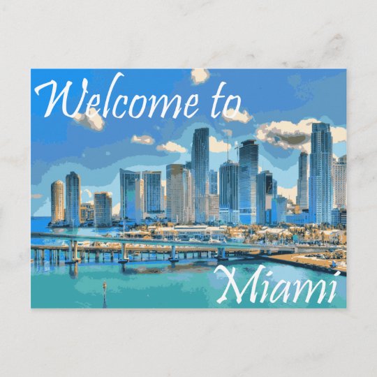 Welcome to Miami English Paint Effected Image Postcard | Zazzle.com