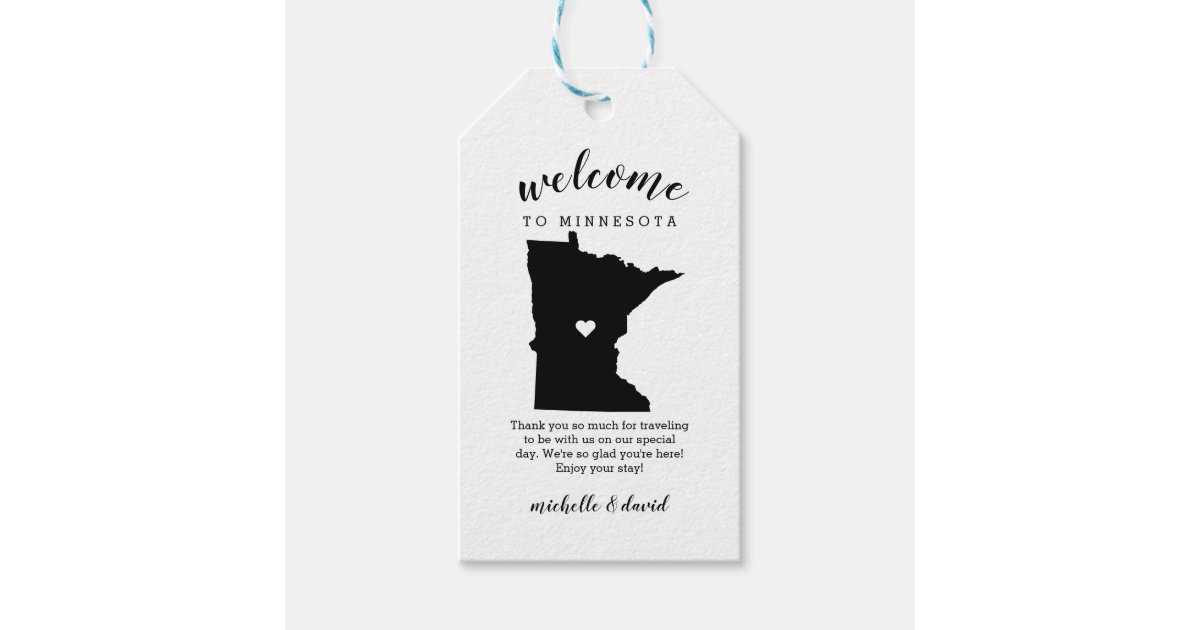Welcome to Minnesota | Calligraphy Wedding Gift Tags | Zazzle