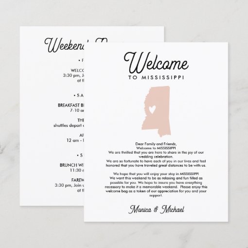 Welcome TO MISSISSIPPI Letter Itinerary ANY COLOR | Zazzle