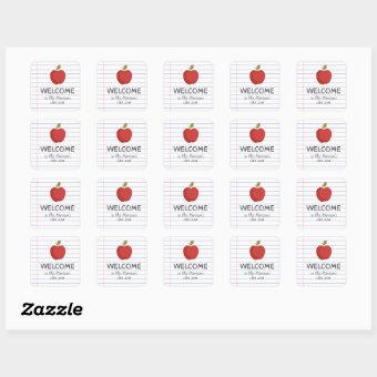 Welcome to my Class Apple Back to School Teacher Square Sticker | Zazzle