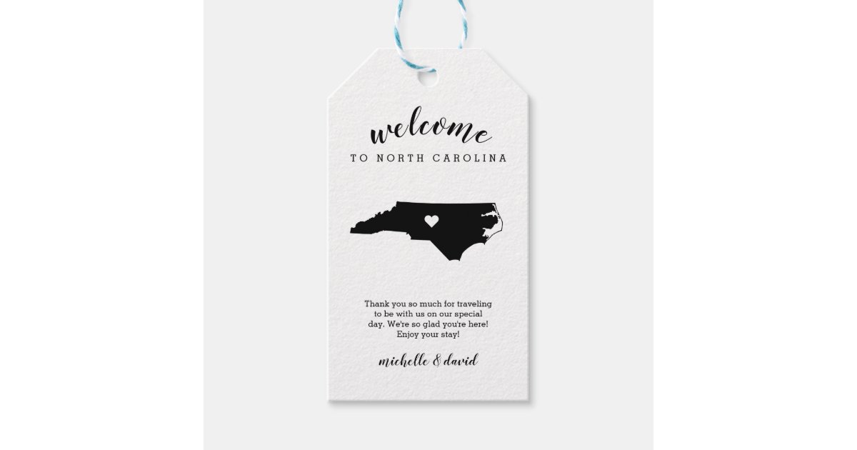 Welcome to North Carolina | Calligraphy Wedding Gift Tags | Zazzle.com