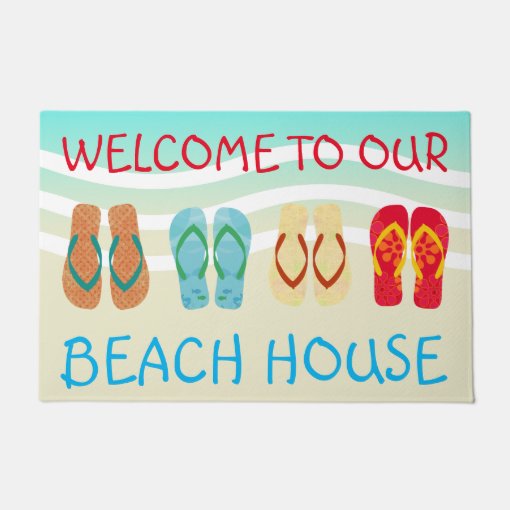 Welcome To Our Beach House Door Mat | Zazzle