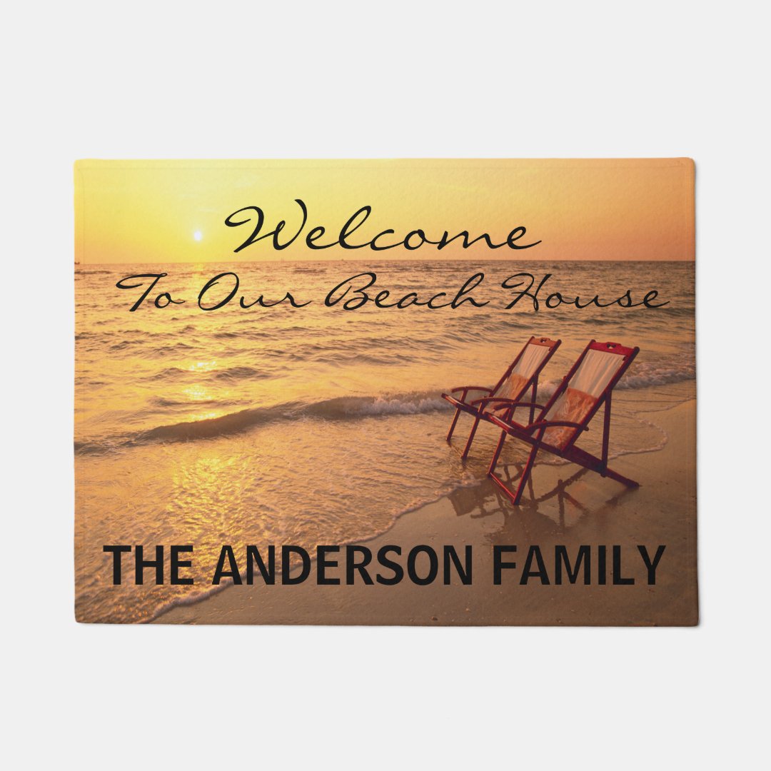 Welcome To Our Beach House Personalized Door Mat | Zazzle