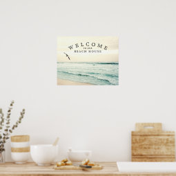Welcome to Our Beach House Seagull Coastal Poster | Zazzle