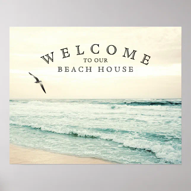 Welcome to Our Beach House Seagull Coastal Poster | Zazzle