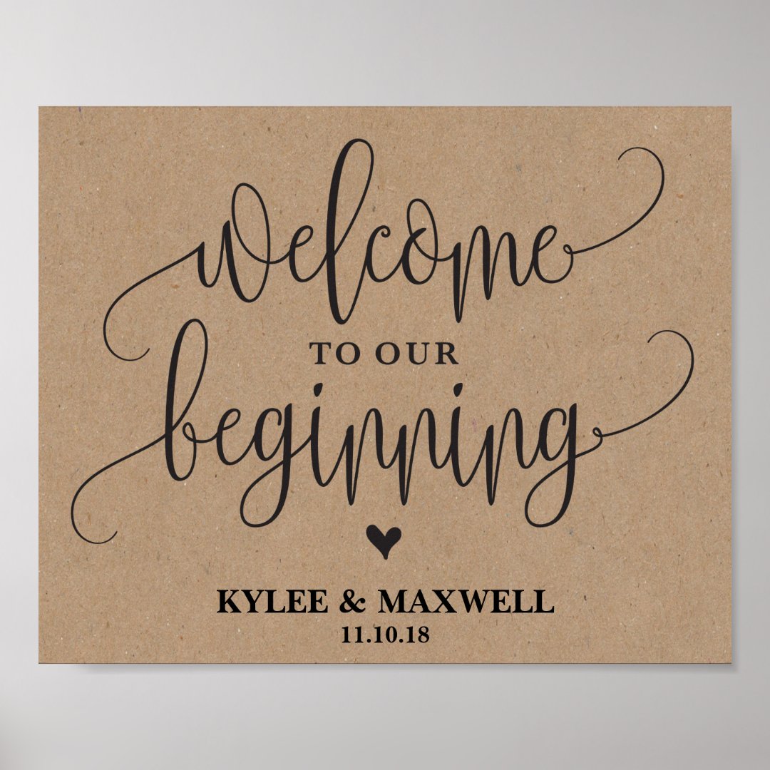 Welcome to Our Beginning Editable Wedding Sign | Zazzle