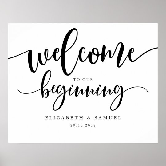 Welcome to our beginning sign | Scooth black | Zazzle.com
