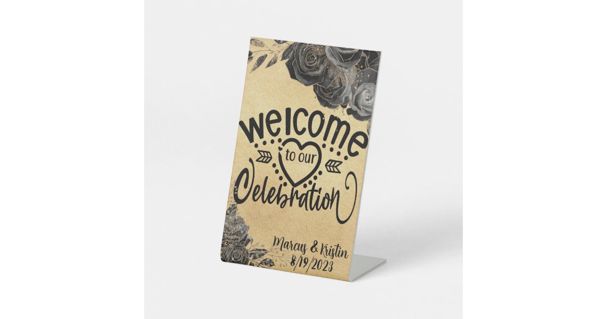 Welcome to Our Celebration Custom Wedding Pedestal Sign | Zazzle