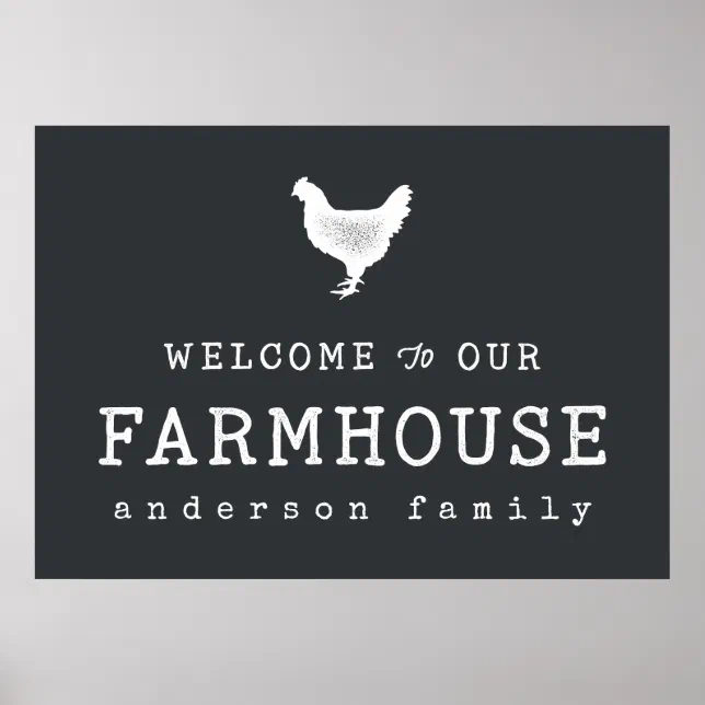 Welcome to our Farmhouse Country Rustic Chicken Poster | Zazzle
