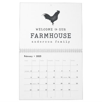 Welcome to our Farmhouse Country Rustic Rooster Calendar | Zazzle