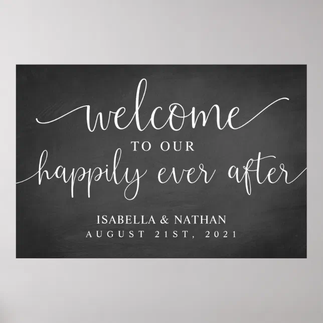 Welcome To Our Happily Ever After Wedding Poster | Zazzle
