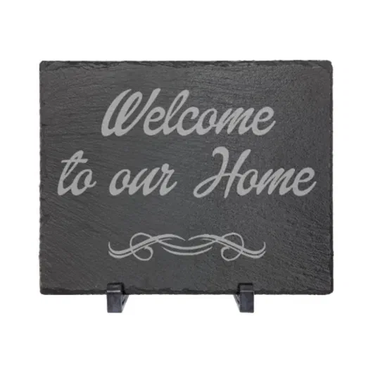 Welcome To Our Home - Etched 8" X 10" Slate Tile | Zazzle