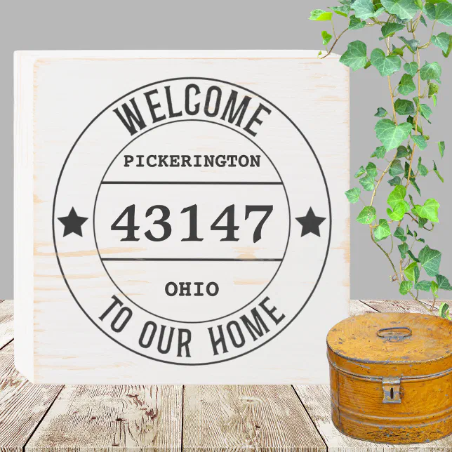 Welcome to Our Home Zip Code Wooden Box Sign | Zazzle