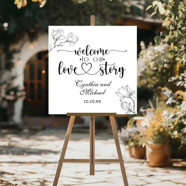 Welcome to our Love Story Magnolia Line Art Foam Board | Zazzle