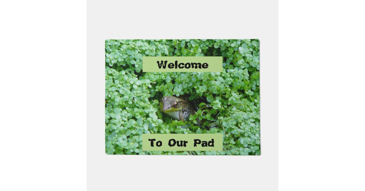 Welcome To Our Pad Green Frog Doormat | Zazzle