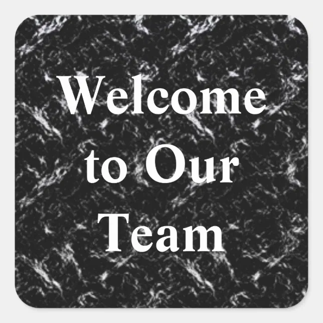 Welcome to Our Team Elegant Black White Employee Square Sticker | Zazzle