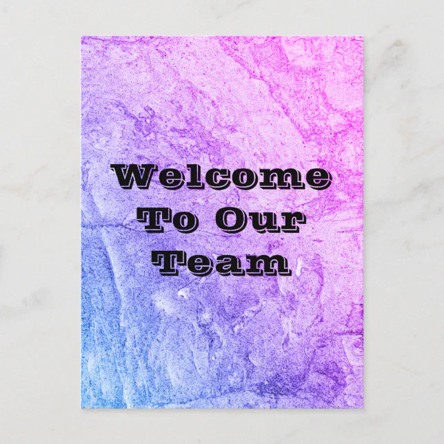 Welcome To Our Team Marbled Blue Pink Office Postcard | Zazzle