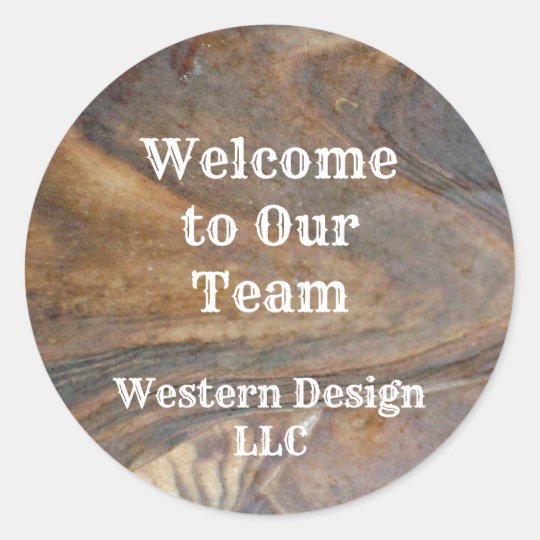 Welcome to Our Team Woodgrain Photo Professional Classic Round Sticker ...