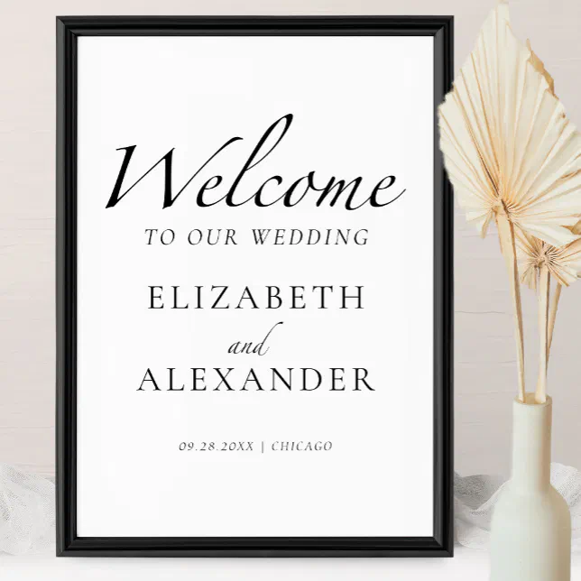Welcome to our Wedding Black & White Welcome Sign | Zazzle