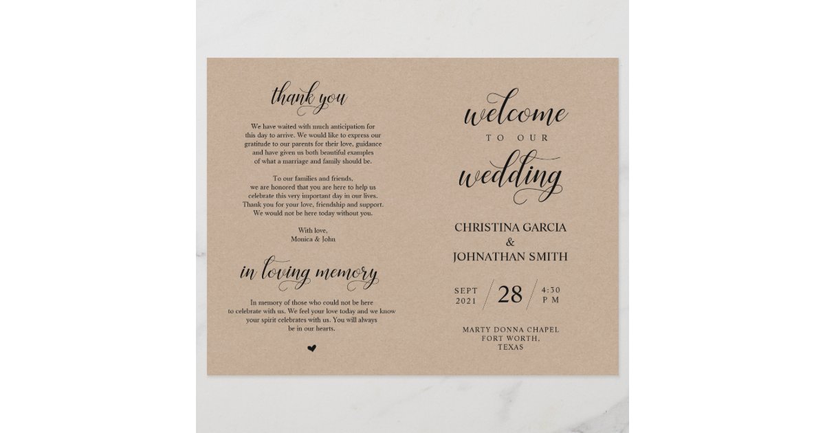 Welcome to our Wedding Ceremony, Foldable Program | Zazzle