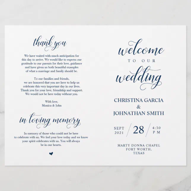 Welcome to our Wedding Ceremony, Foldable Program | Zazzle