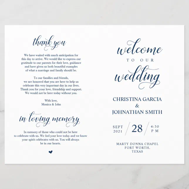 Welcome to our Wedding Ceremony, Foldable Program | Zazzle