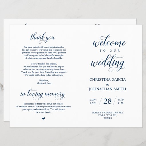 Welcome to our Wedding Ceremony, Foldable Program | Zazzle