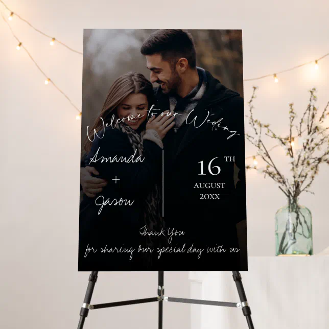Welcome To Our Wedding Script Photo Wedding Foam Board | Zazzle