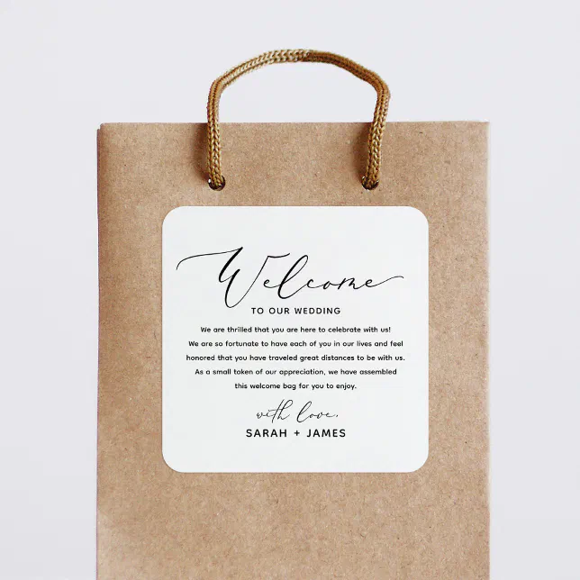 Welcome to our Wedding Welcome Bag Label Sticker | Zazzle