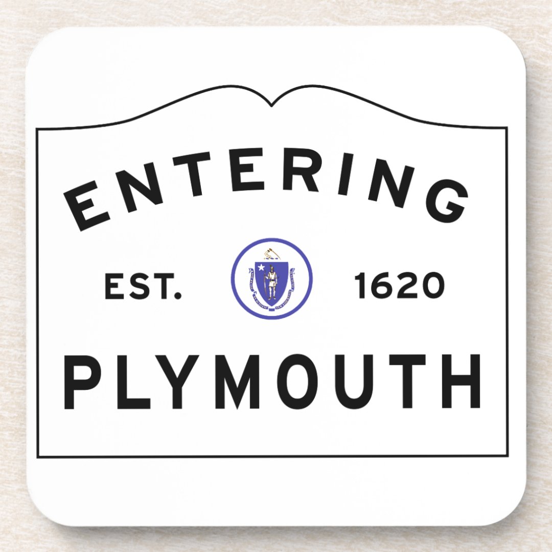 Welcome to Plymouth MA town sign Drink Coaster | Zazzle