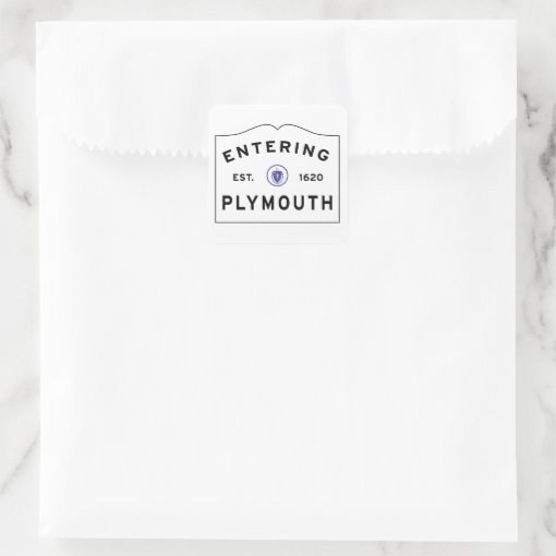Welcome to Plymouth MA town sign Square Sticker | Zazzle